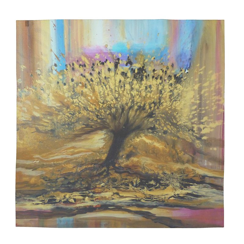 100% Silk Scarf | "Tree of Lights" by Yoram Raanan – Israel Art